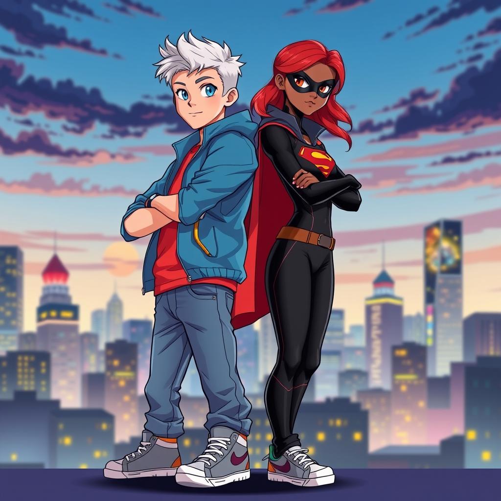 Dynamic Duo: Teenagers in Superhero Stance