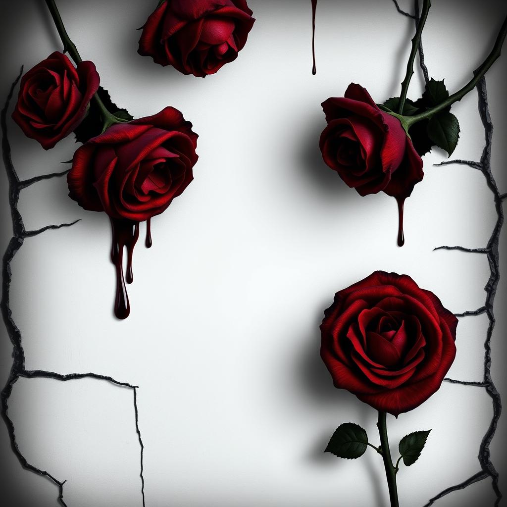 Gothic Elegance: Dark Book Cover Design with Blood Dripping Roses