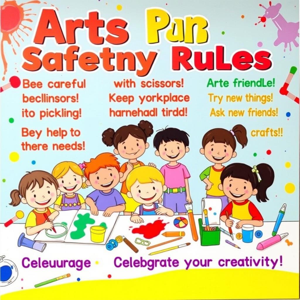 Colorful Classroom Poster: Safety Rules for Arts Lessons