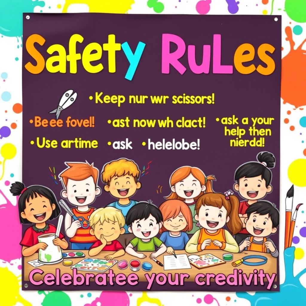 Engaging Classroom Poster for Safety and Positivity in Arts Lessons