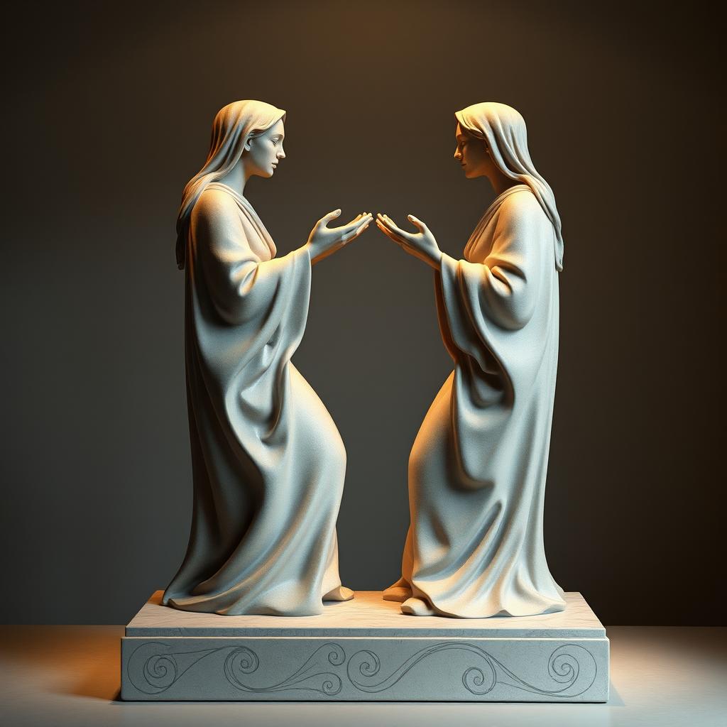 Silent Conversation: A Captivating 3D Sculpture of Non-Verbal Communication