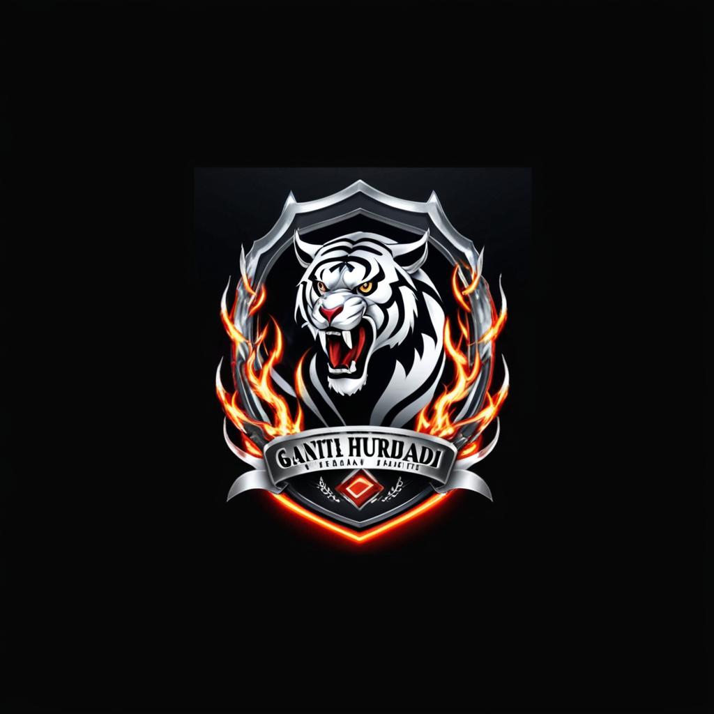 Dynamic Crest Design Featuring Roaring White Tiger and Flames | AO Tasik
