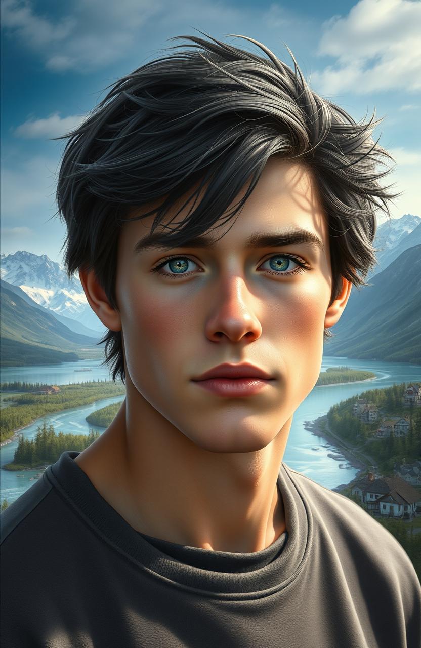 Realistic Portrait of a Young Man in Alaskan Landscape