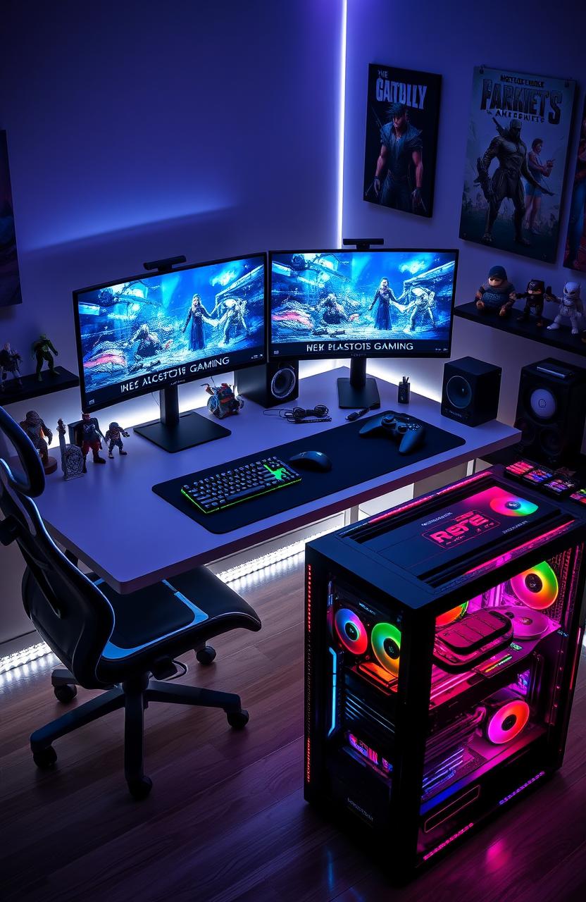 Ultimate Gaming Setup: Dual Monitors, RGB Lighting & More