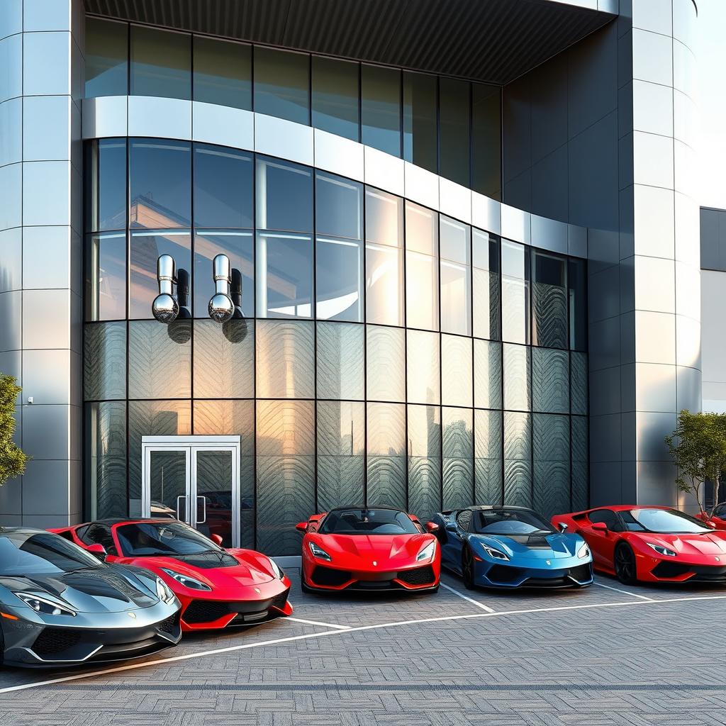 Sleek Car Showroom Elevation Design: Inspired by Automotive Parts