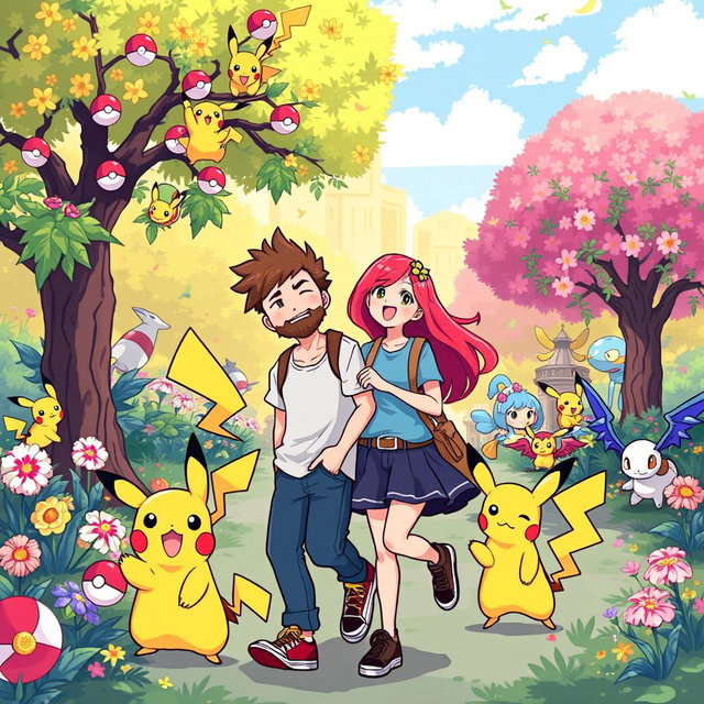 Vibrant Pixel Art Pokémon Park Adventure