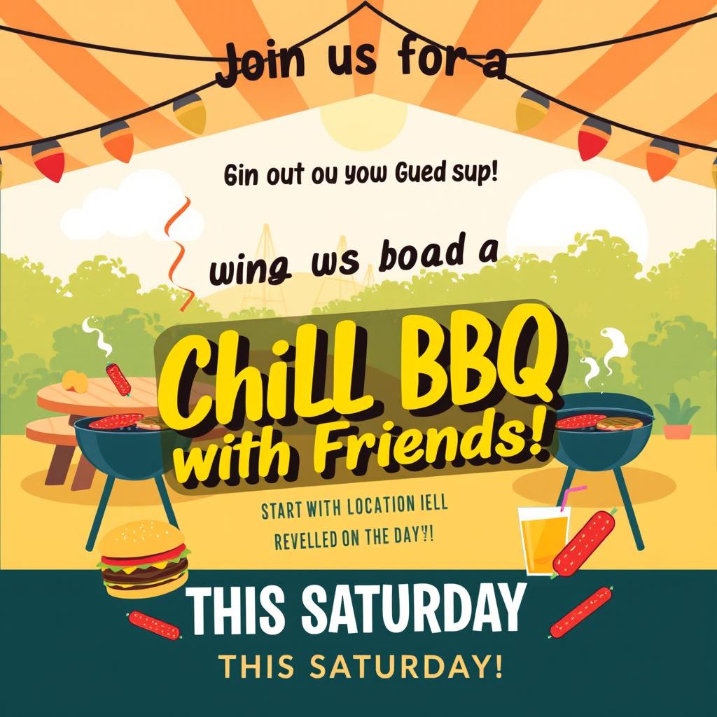 Stylish BBQ Gathering Poster: Join Us for a Chill Evening!