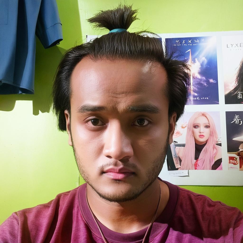 Unique Portrait of a Young Individual with Striking Features