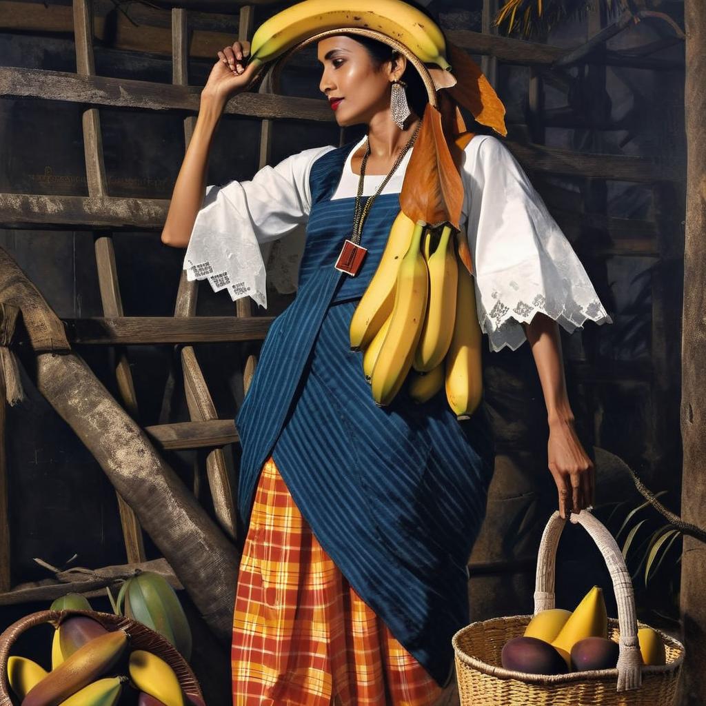 Vibrant Traditional Attire: A Young Woman's Farm Life