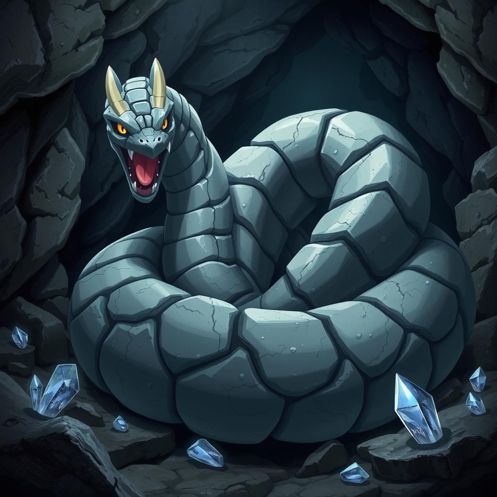 Stunning Onix Artwork: A Dramatic Depiction of the Rock Snake Pokémon