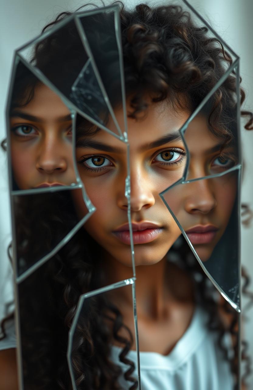 Exploring Emotions: A Young Adult's Reflection in a Shattered Mirror