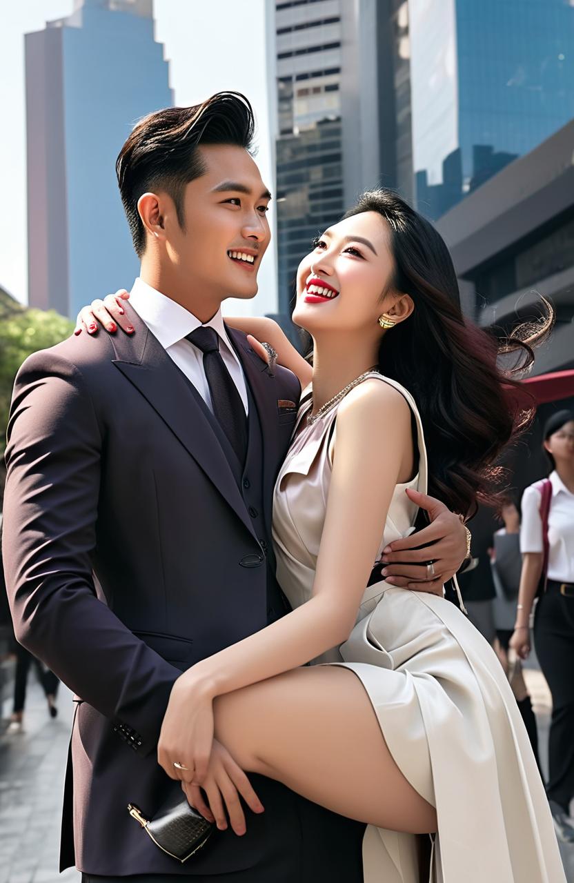 Romantic Urban Elegance: A Stylish Couple in Love