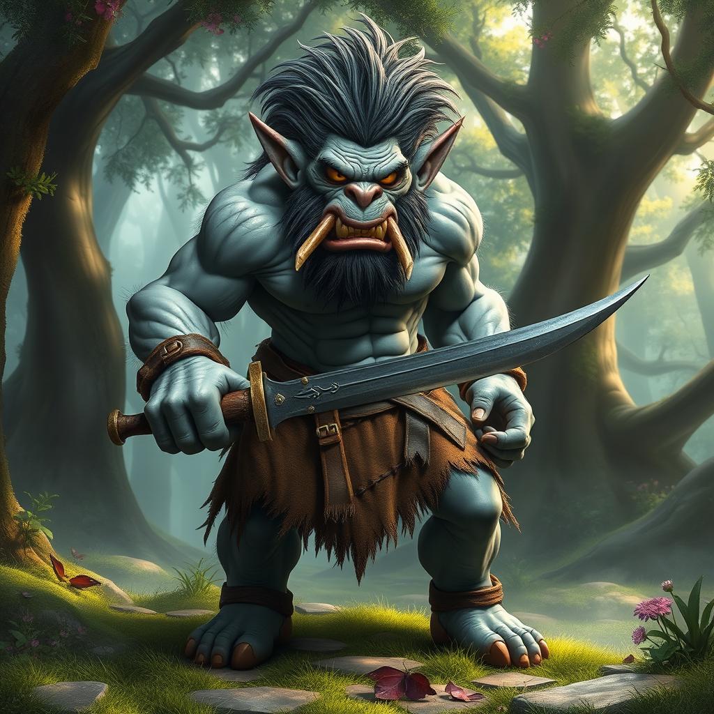 Mighty Troll Warrior in Enchanted Forest - AI-Generated Fantasy Character