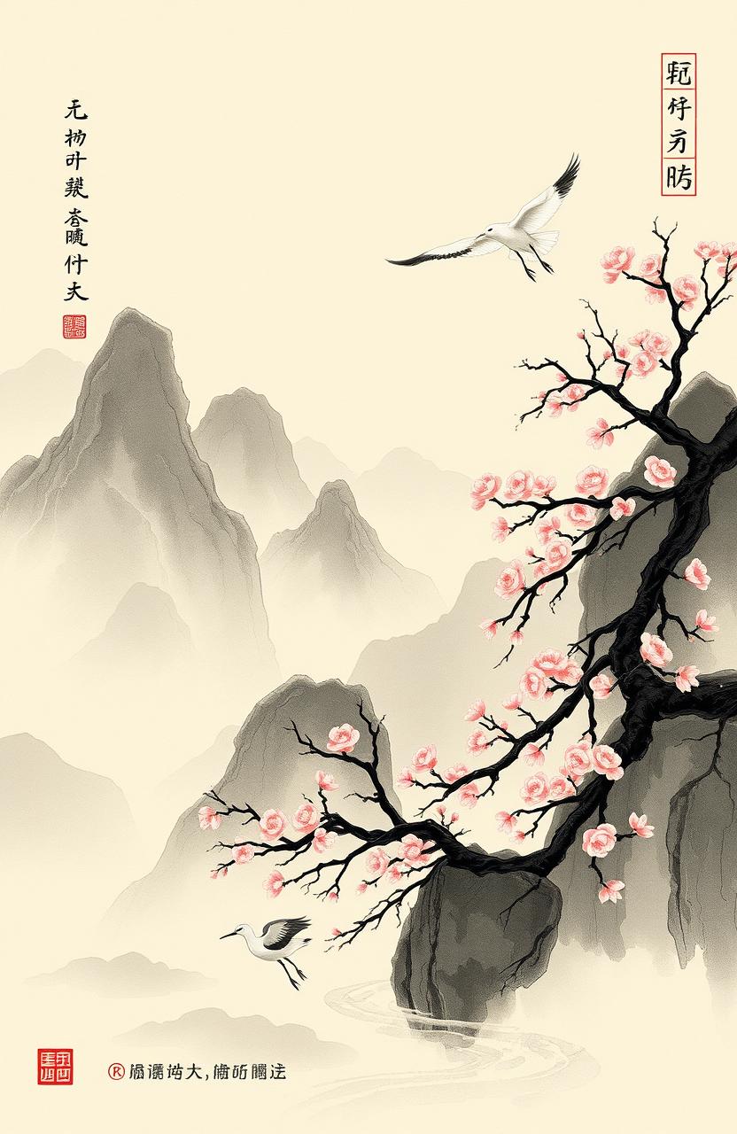 Traditional Chinese Ink Wash Cover Design - Evoke Tranquility and Nostalgia