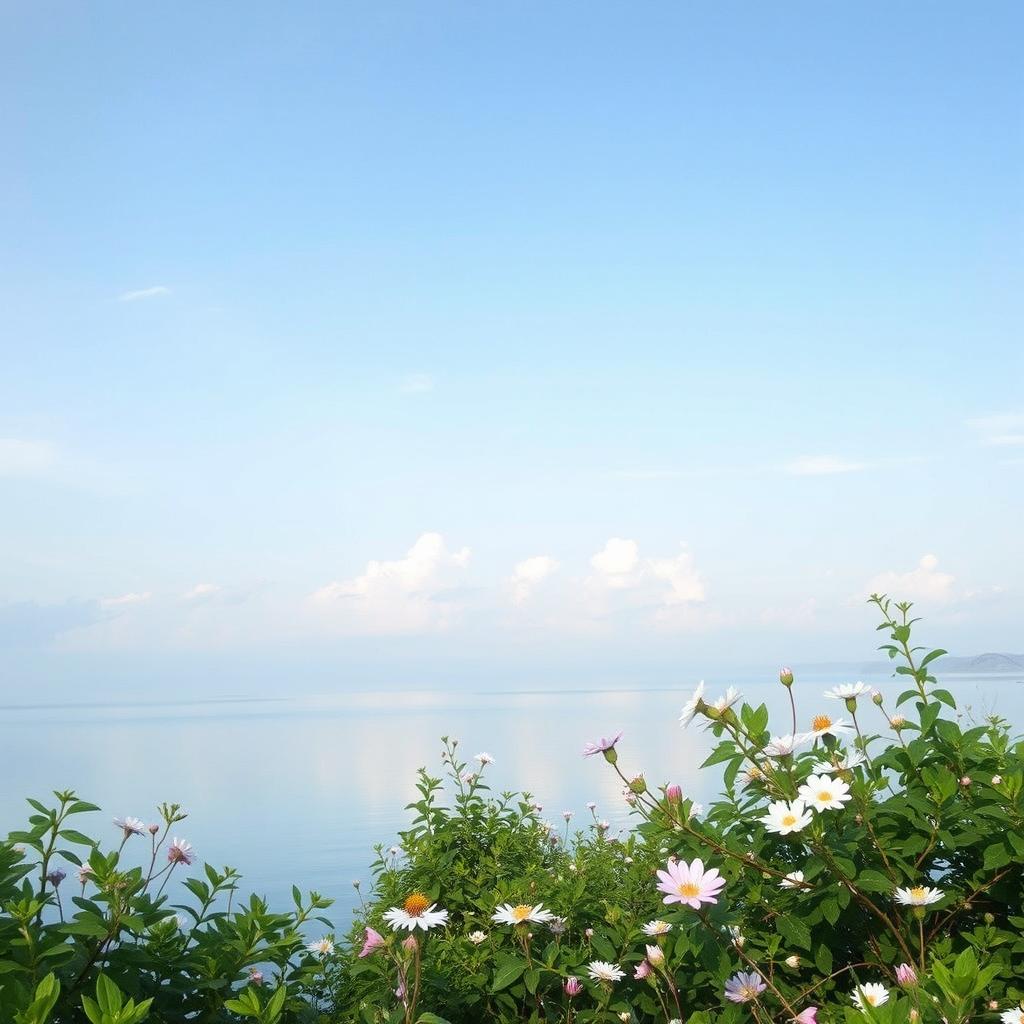 Serene Pastel Landscape: A Tranquil Retreat in Light Blue