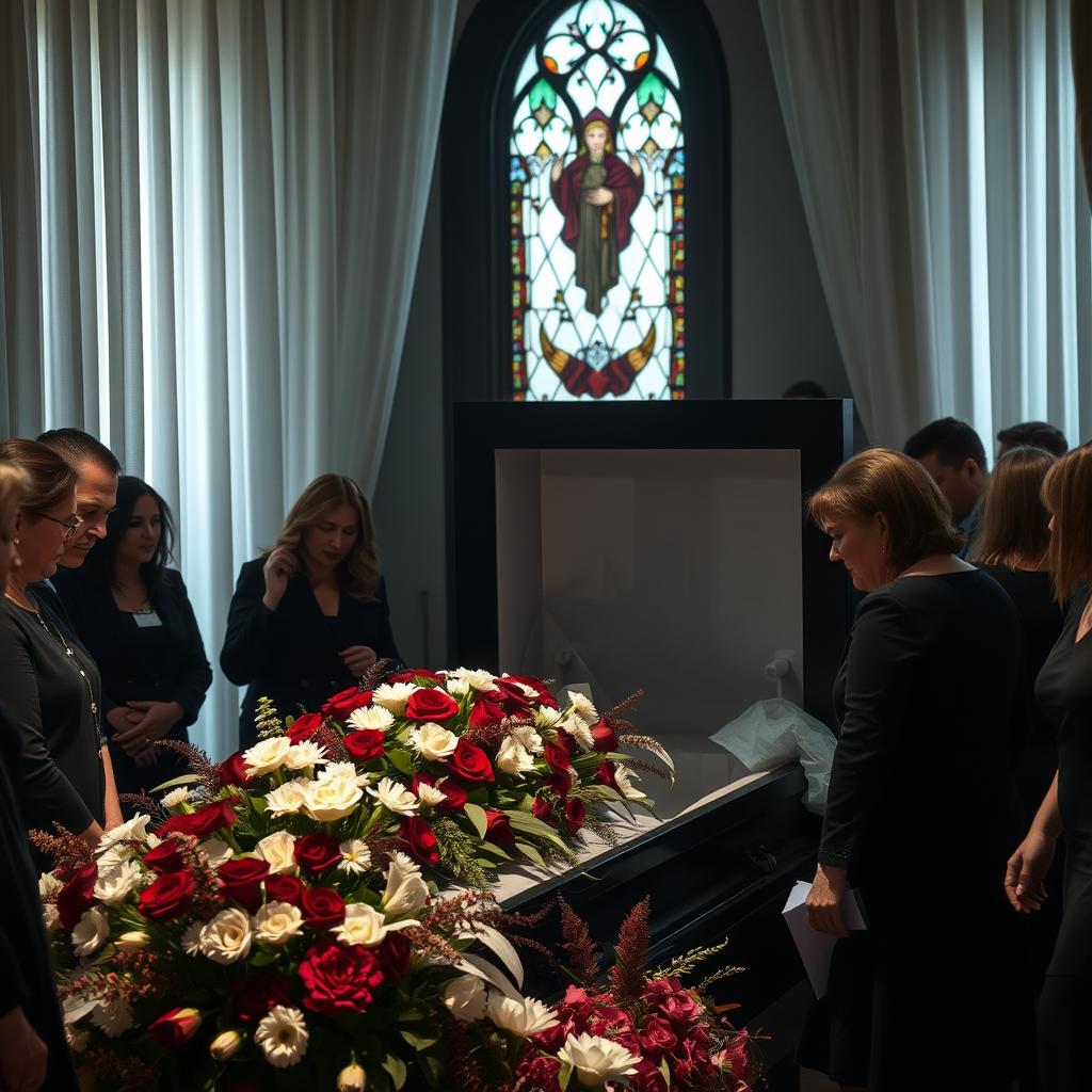 Capturing the Essence of Farewell: A Somber Funeral Scene