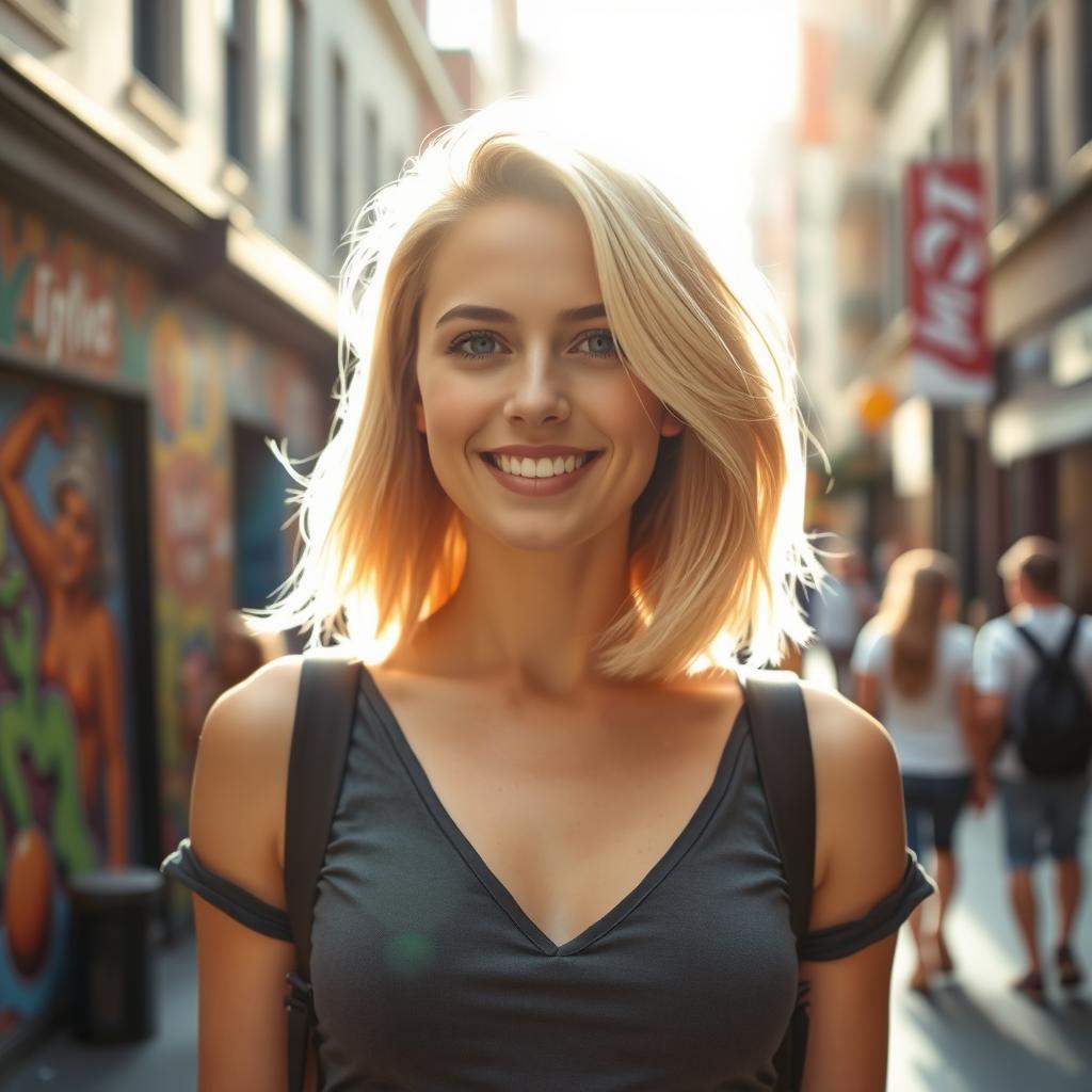 Stylish 24-Year-Old Woman in Vibrant Urban Setting | Idyllic AI