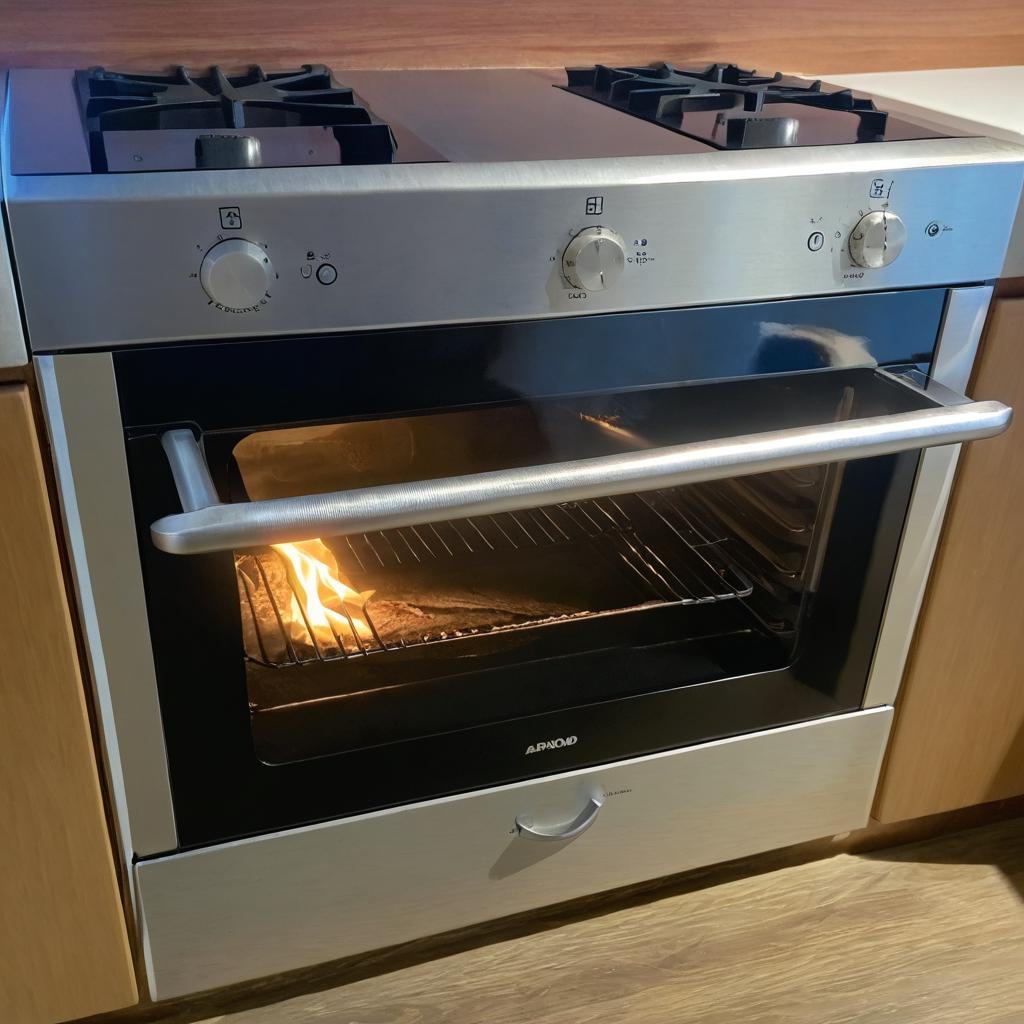 Dramatic Cooking Scene: A Fiery Oven Experience