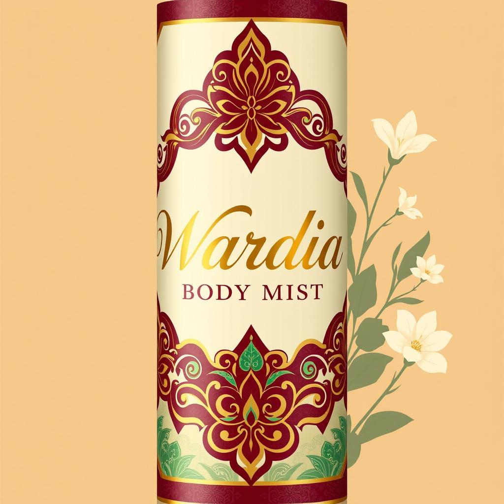 Exquisite 'Wardia Body Mist' Label Design with Oriental Flair