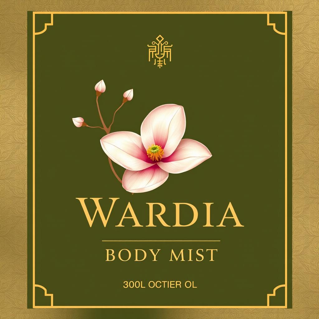 Elegant Wardia Body Mist Label Design - Oriental Aesthetics