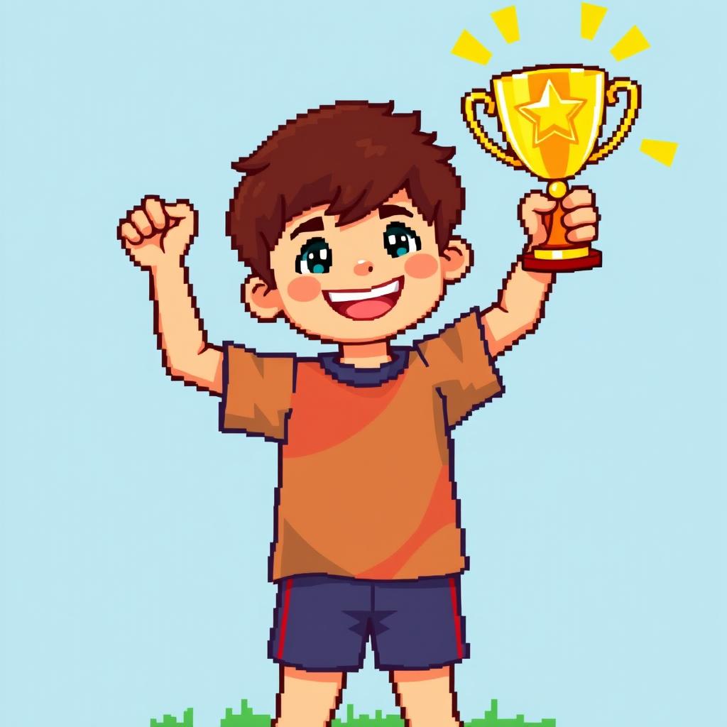 Colorful Pixel Art Celebrating Achievement and Motivation