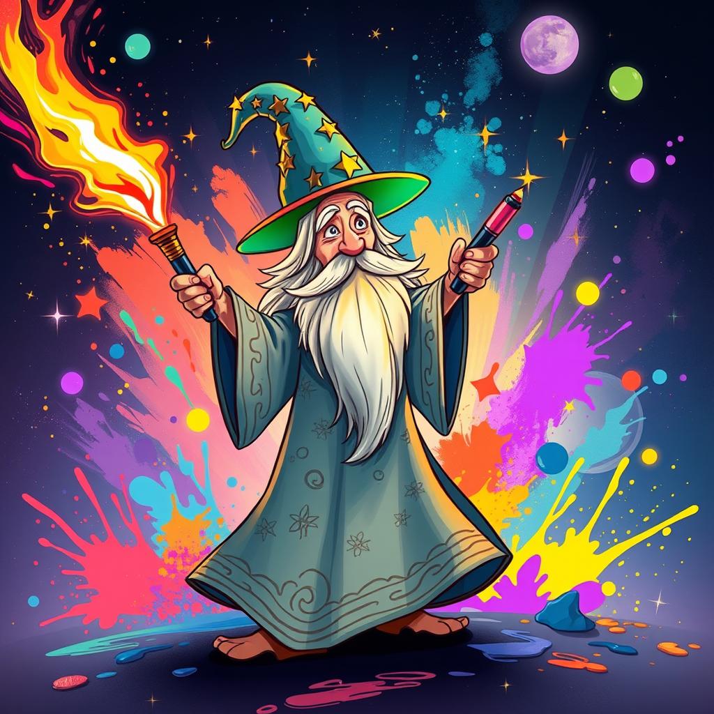 Whimsical Wizard Creating Magic: A Vibrant AI Art Journey