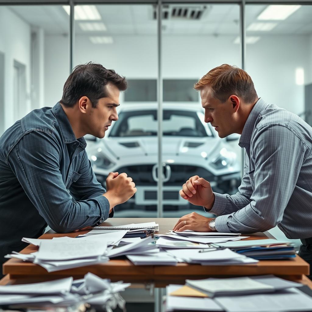 Tense Confrontation in an Office: A Dramatic Visual Narrative