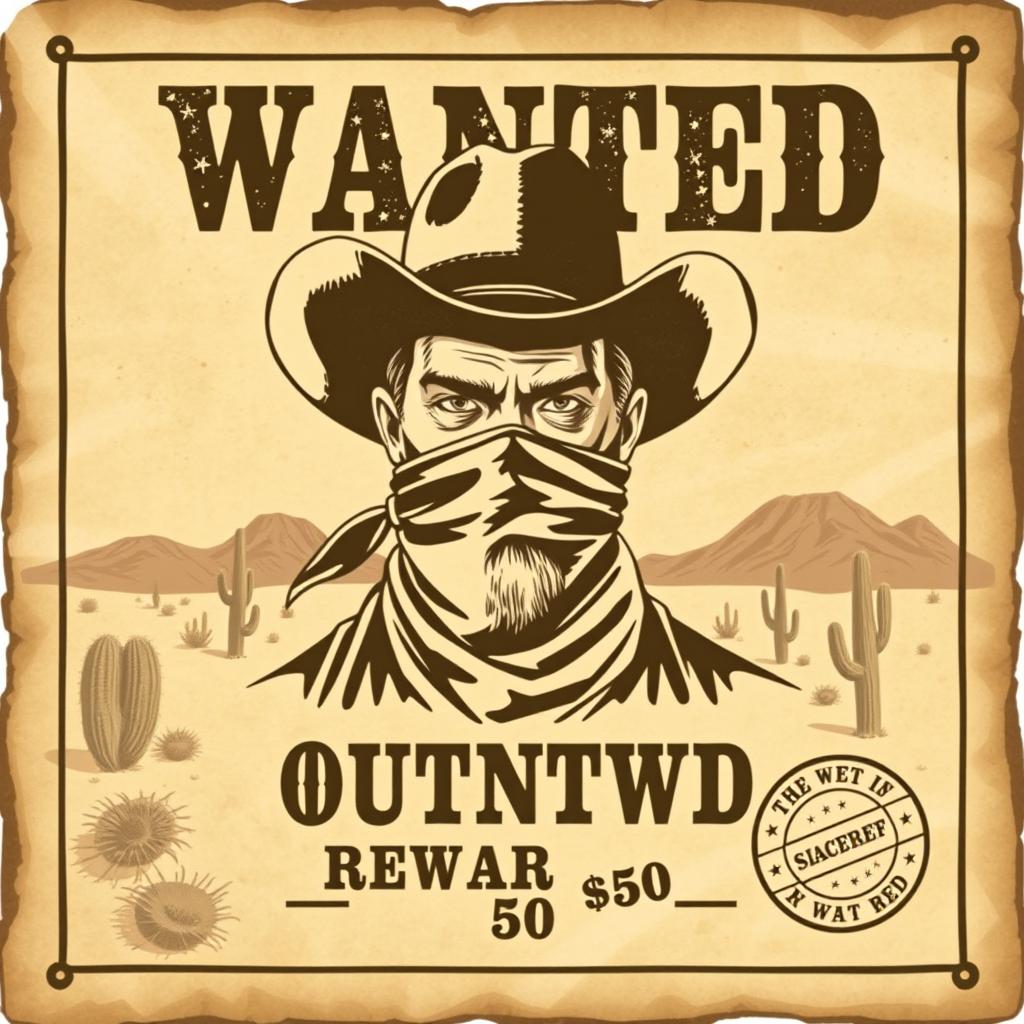 Vintage Wild West Wanted Poster - AI Generated Art