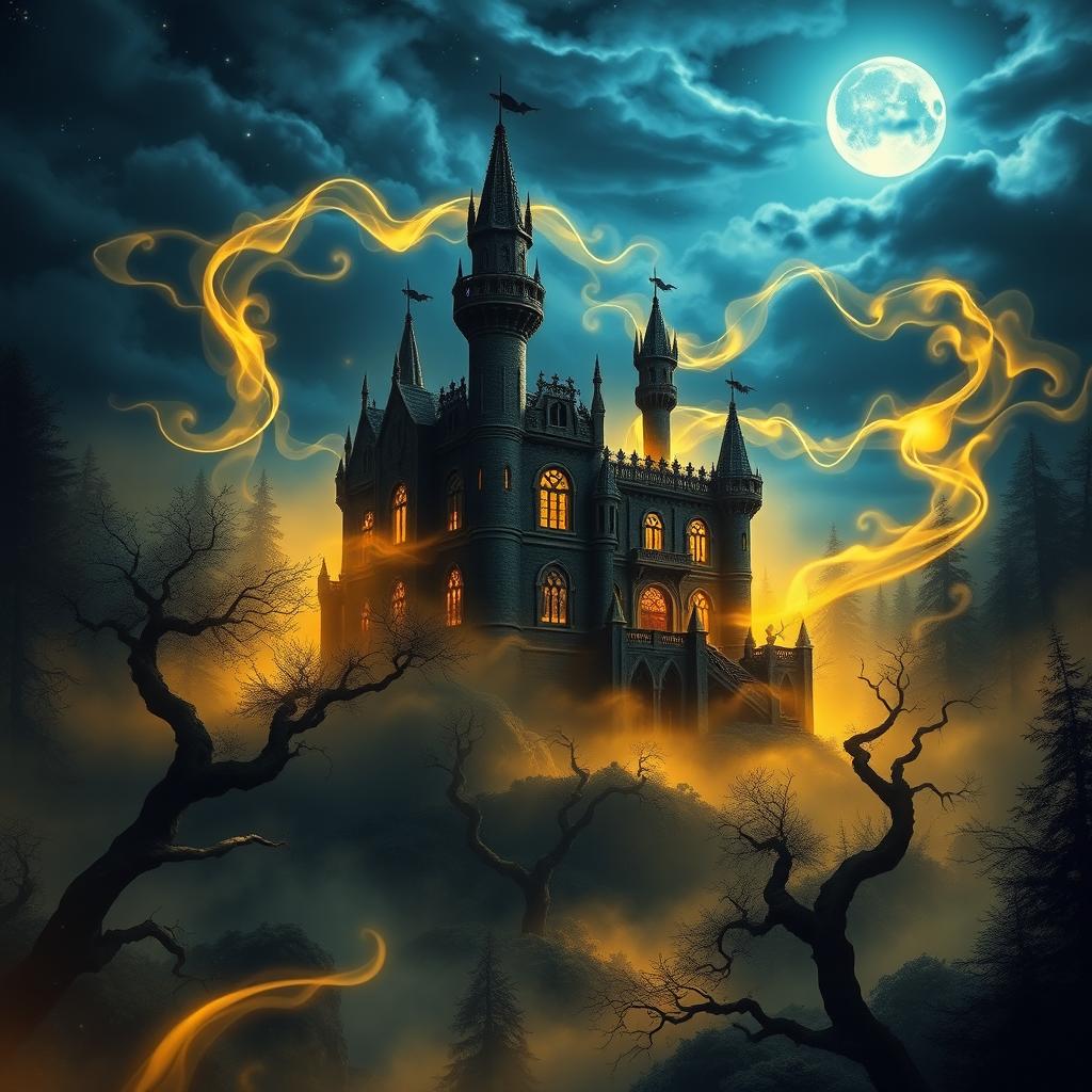 Enchanting Dark Magic Book Cover Design | Mystical Palace & Portal