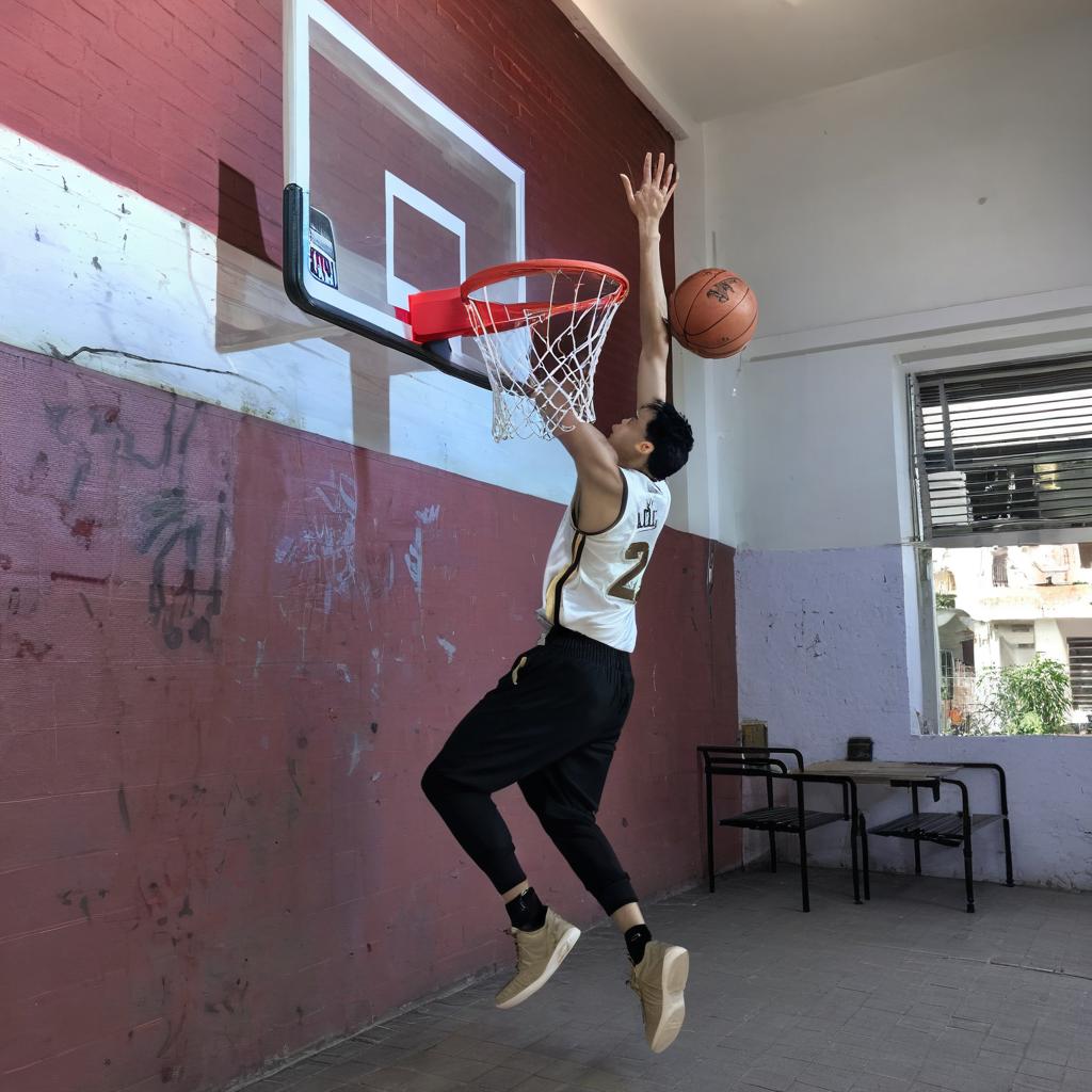 Dynamic Urban Basketball Jump Scene