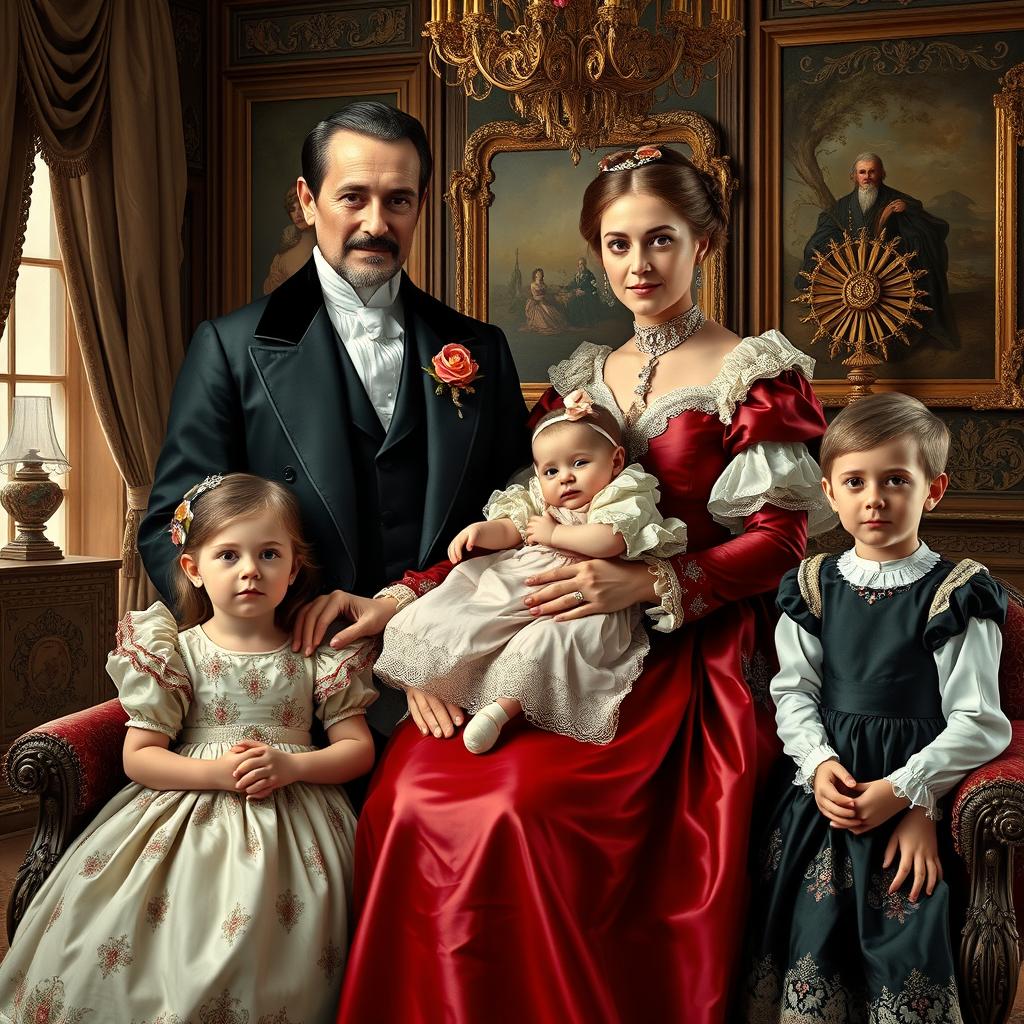Elegant Victorian Portrait of a Wealthy Family | Idyllic AI