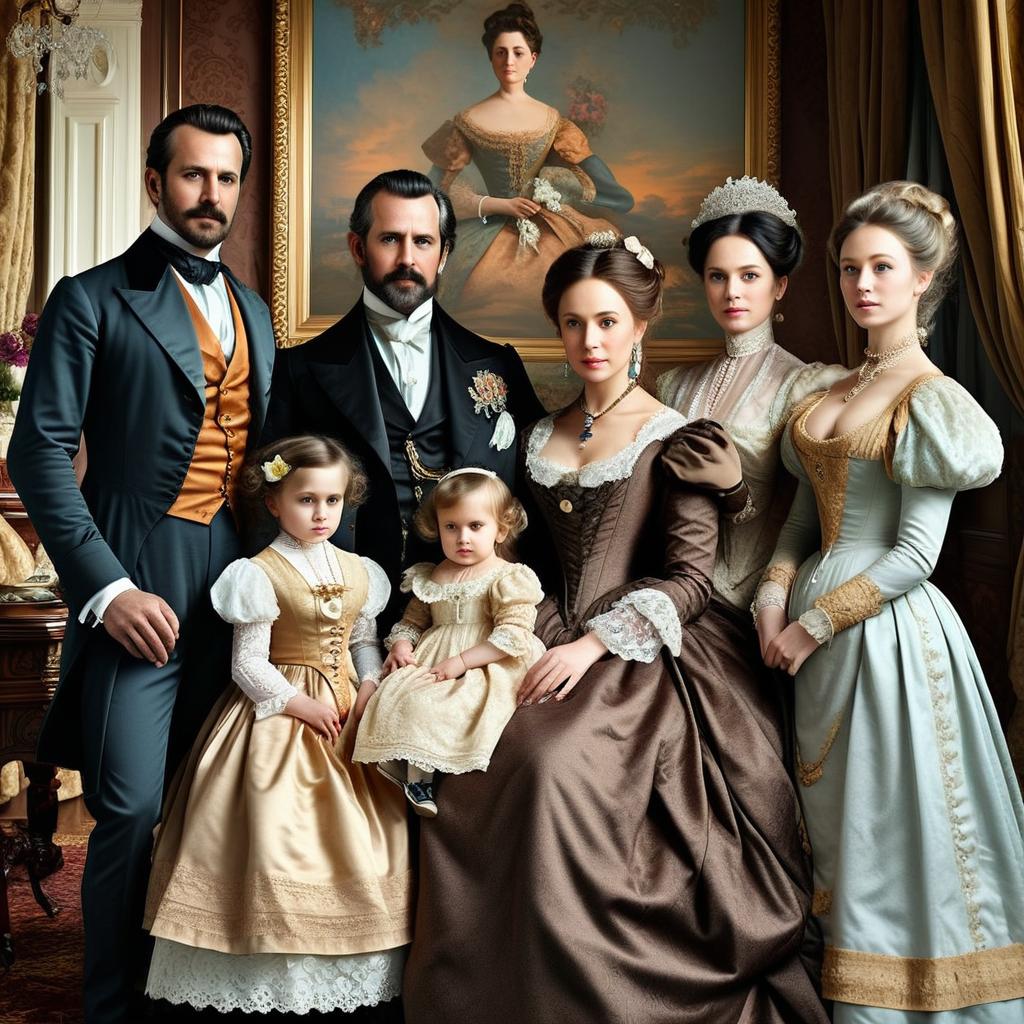 Elegant Victorian Family Portrait - Opulence and Love Captured