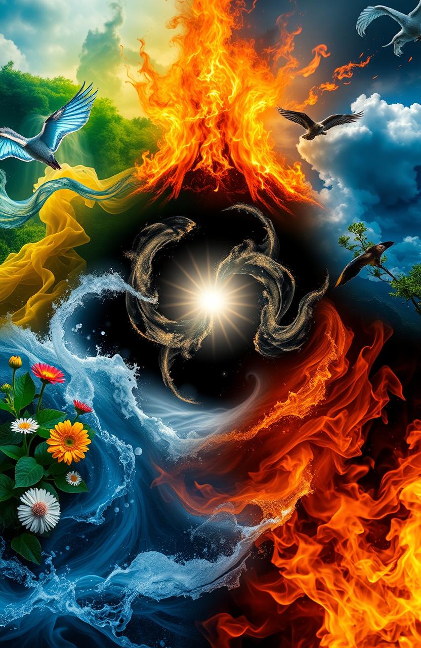 Visual Harmony of the Six Elements: A Journey Through Nature's Forces