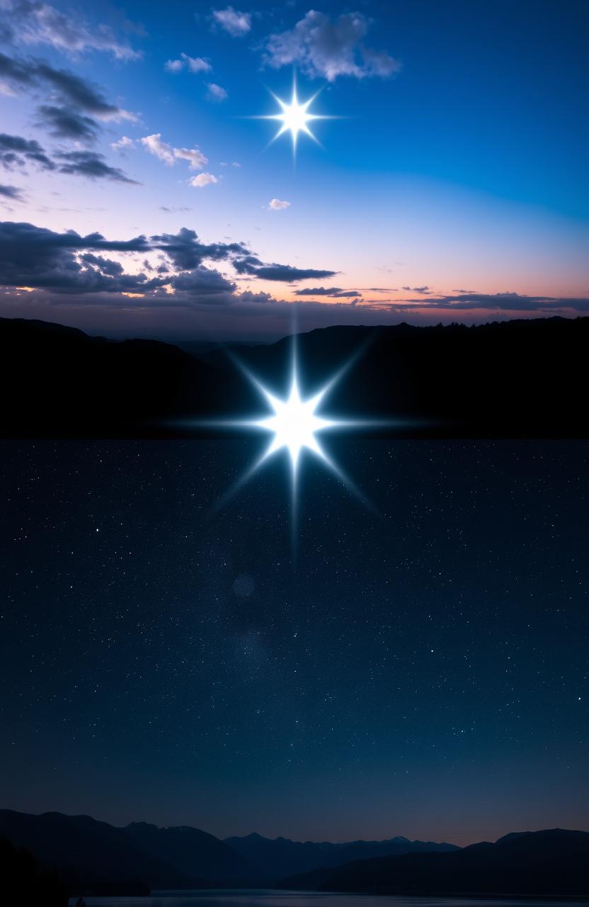 Radiant Star in Dusk and Night Skies - A Cosmic Wonder
