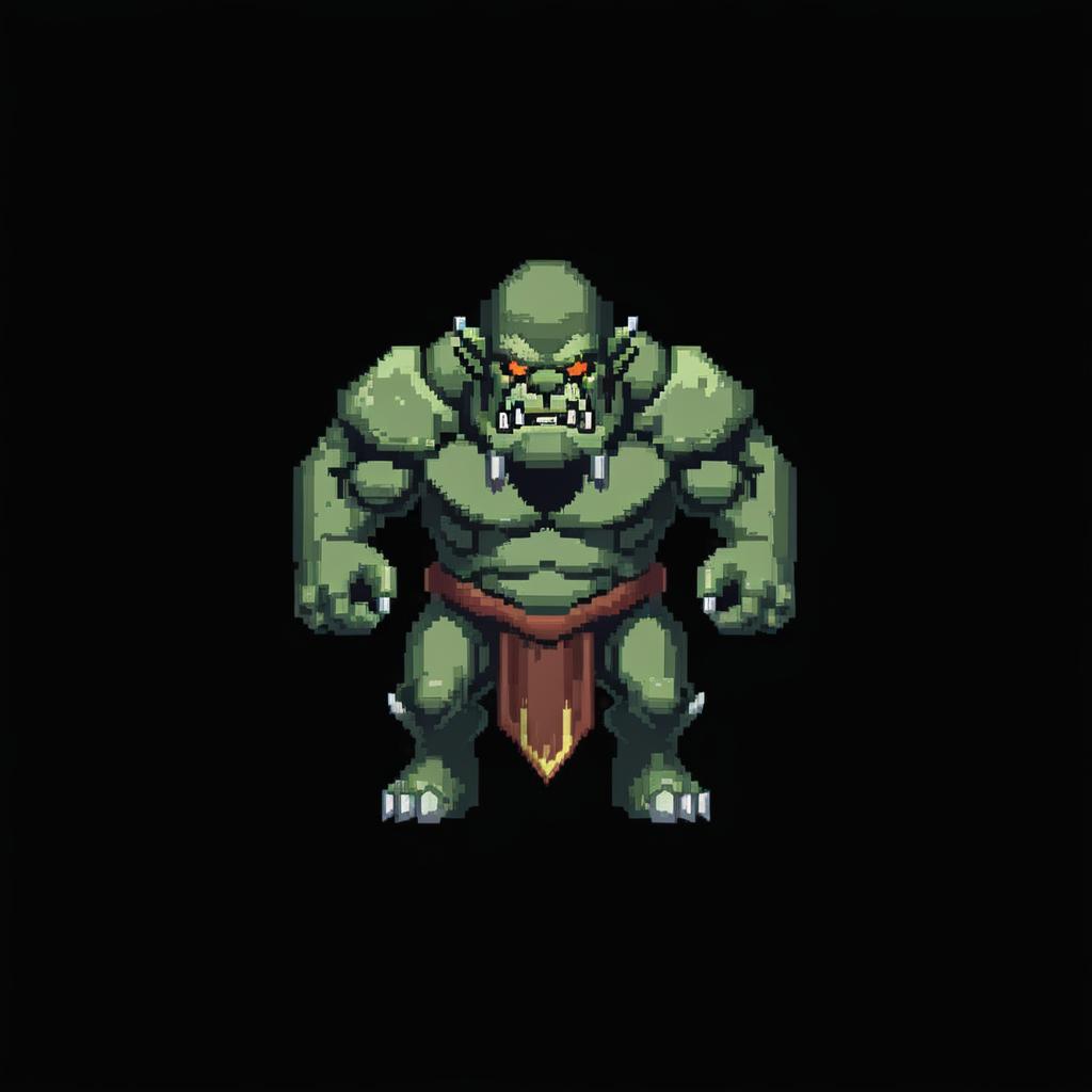 Menacing Orc King Boss Character in Pixel Art | Idyllic Creation