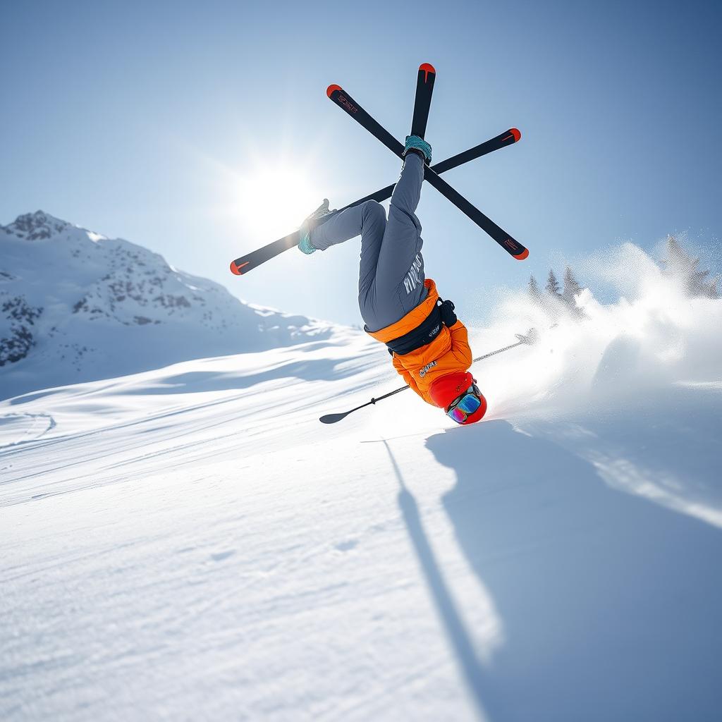 Stunning Skiing Backflip: Athlete in Action on Snowy Slopes