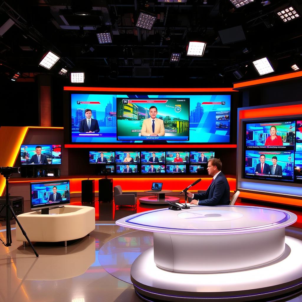 Modern News Studio Interior: The Future of Broadcasting