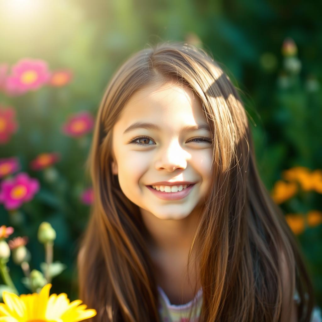 Playful Girl Winking in a Vibrant Natural Setting