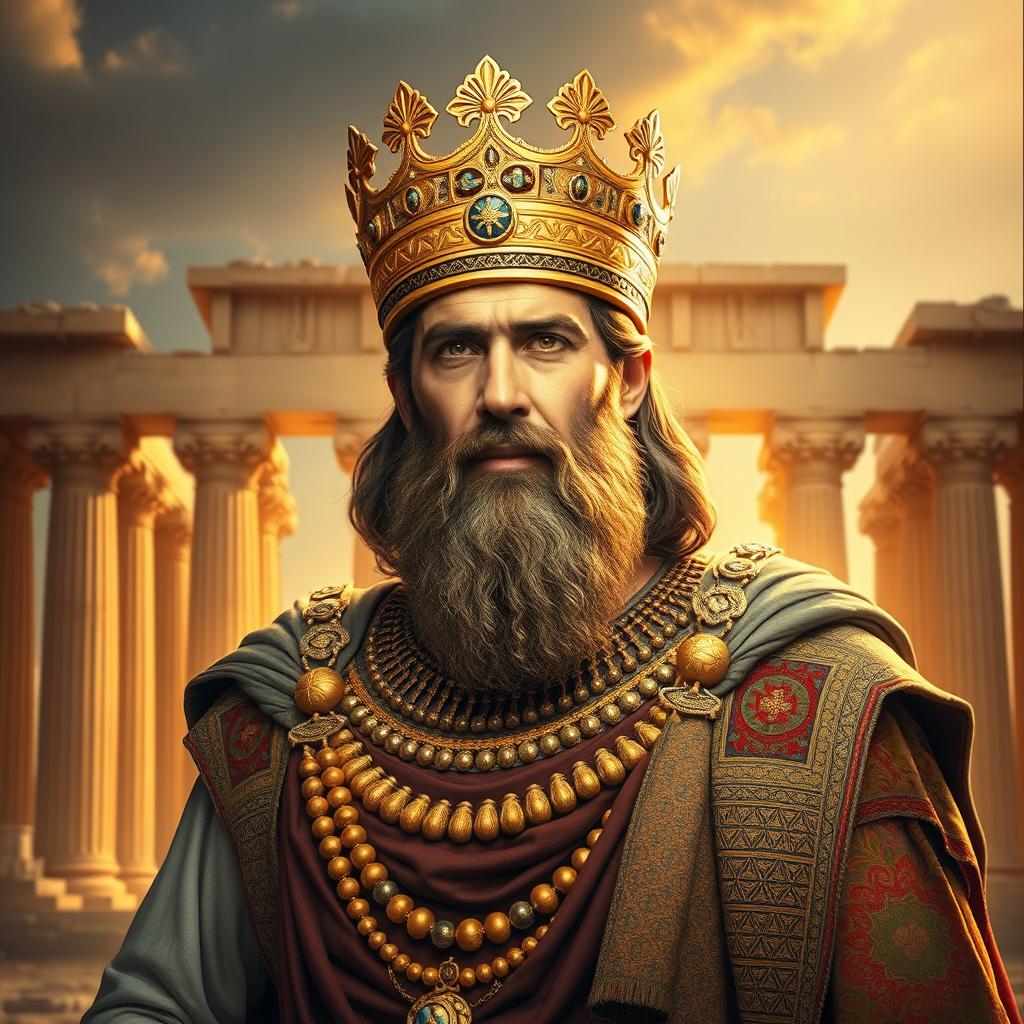 Majestic Portrait of Cyrus the Great: A Tribute to Persian Royalty