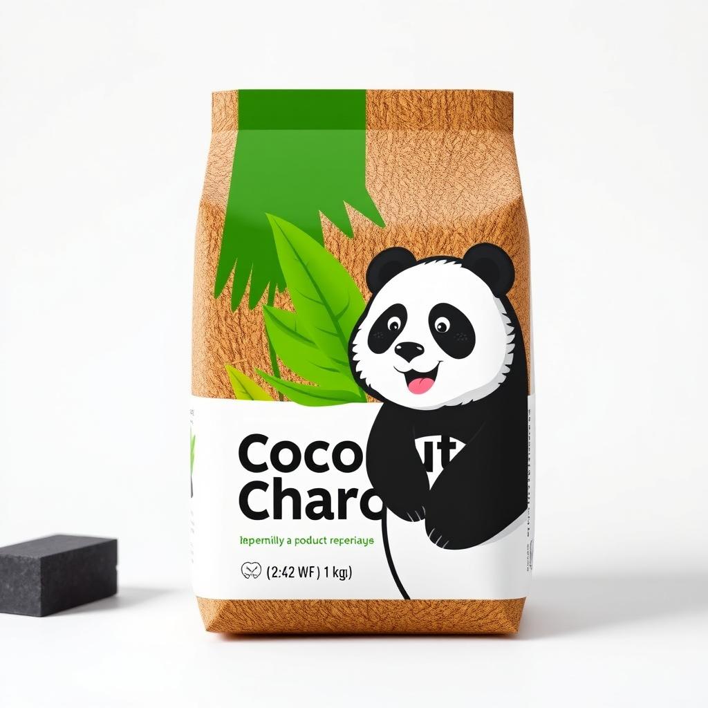 Eco-Friendly Coconut Charcoal Packaging Design with Panda Logo