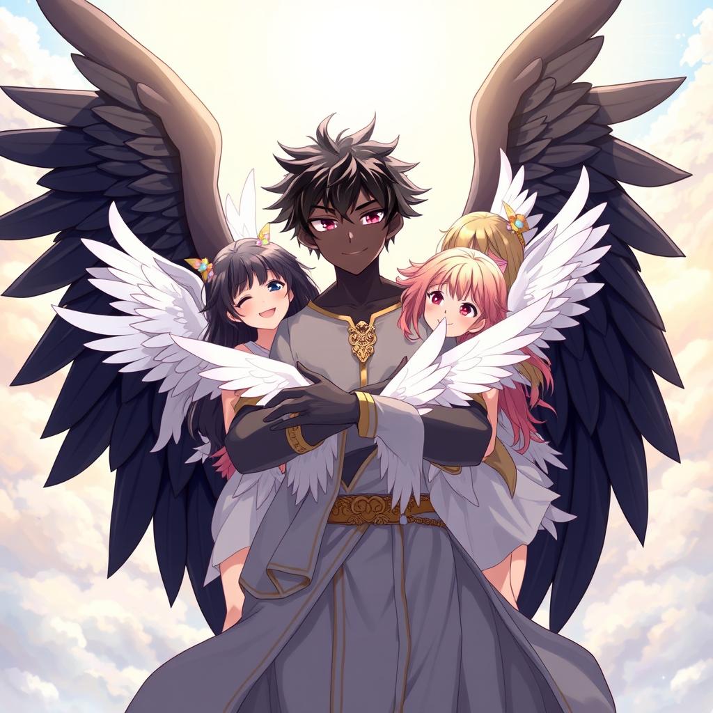 Enchanting Anime Illustration: Angelic Boy and Ethereal Girls