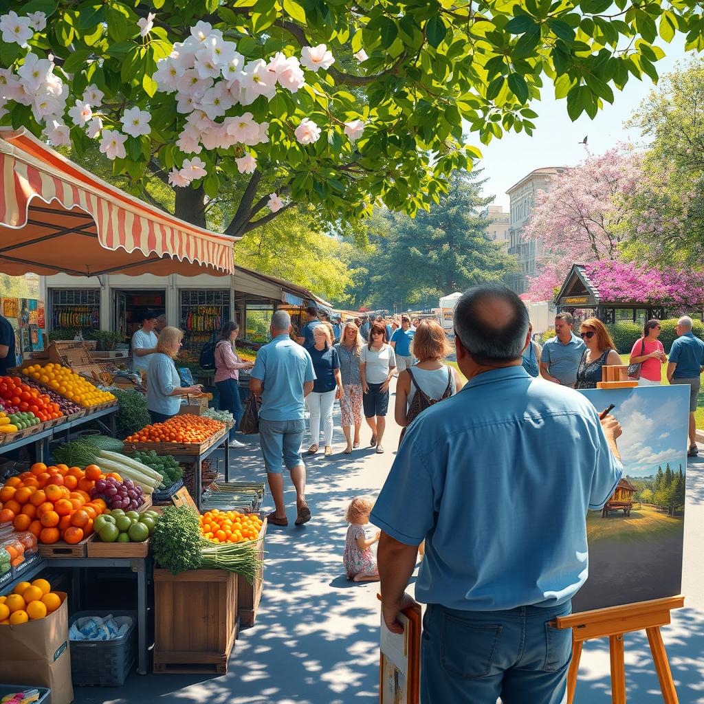 Experience the Joy of a Vibrant Outdoor Market on a Sunny Saturday