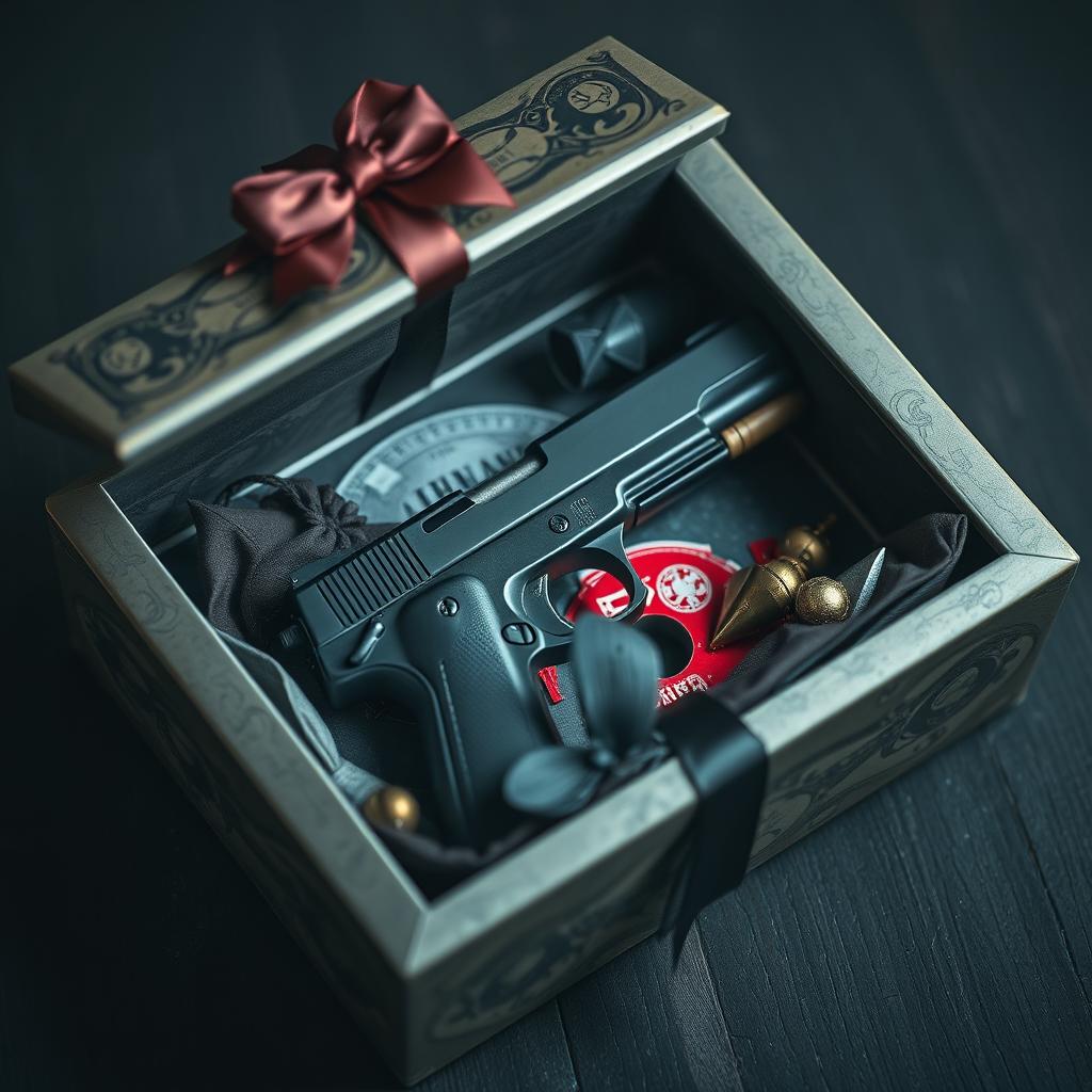 Intriguing Gift Box with Ominous Contents: A Darkly Designed Surprise