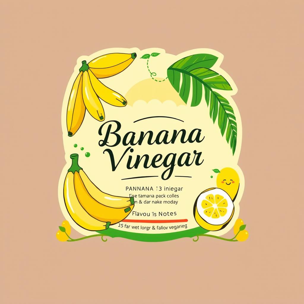 Vibrant Banana Vinegar Label Design - Fresh & Whimsical