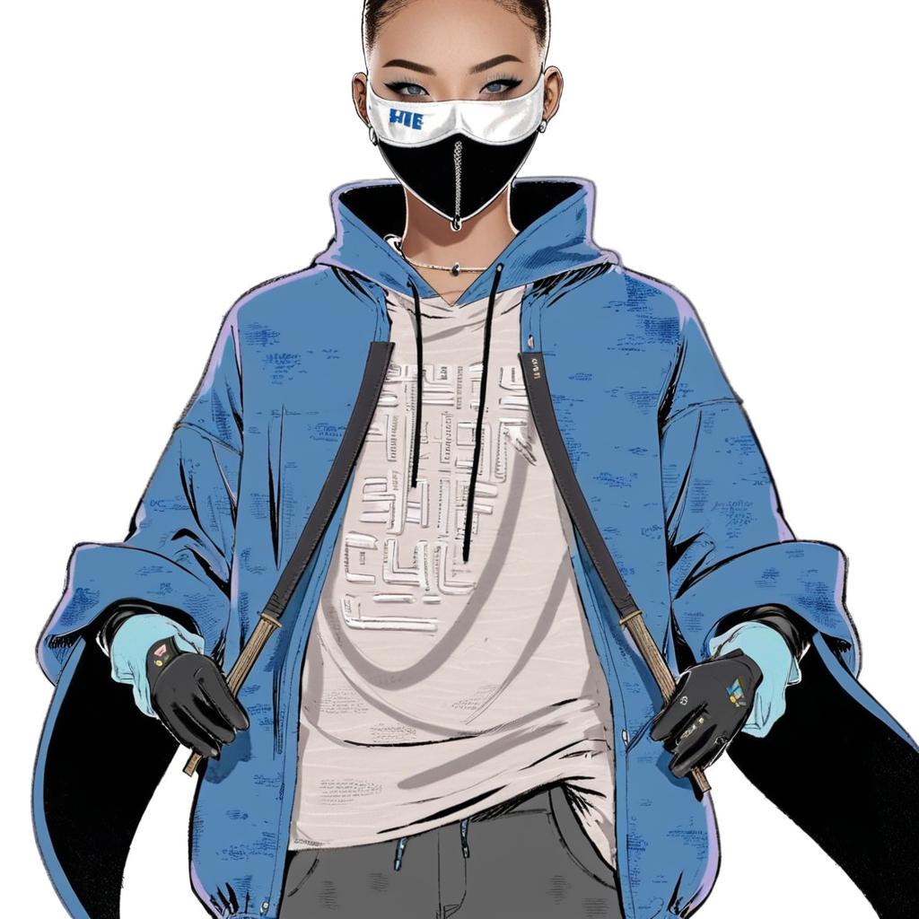 Confident Anime Character: Sky Blue Outfit with Dramatic Pose
