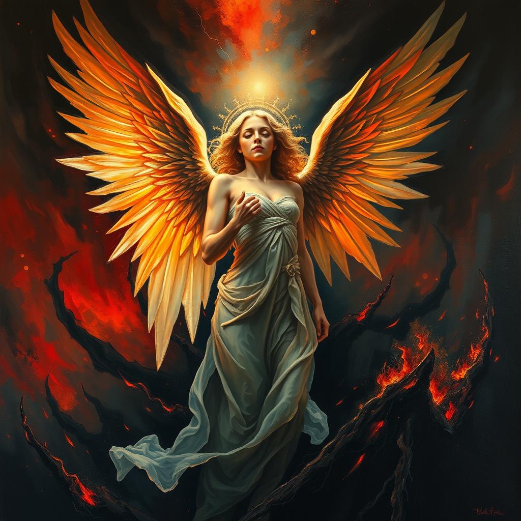 Ethereal Angel: A Stunning Oil Painting Blending Realism, Cubism, and ...