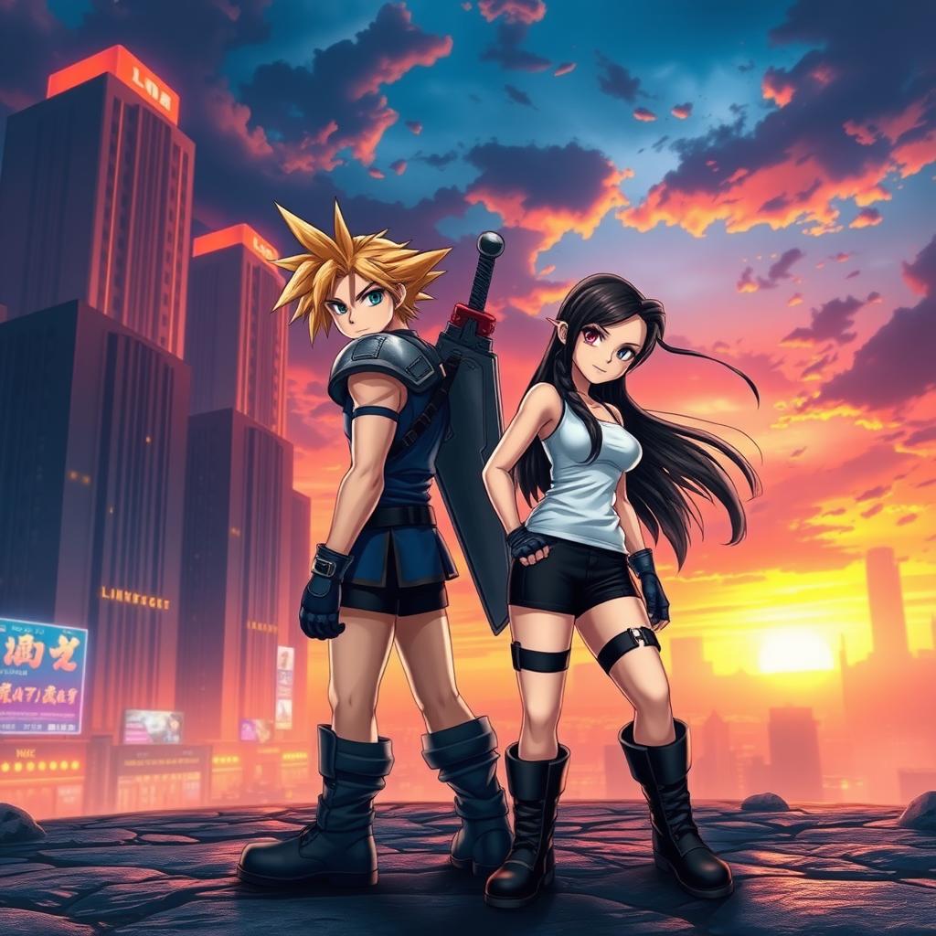 Epic Final Fantasy VII Scene: Cloud Strife & Tifa Lockhart in Midgar