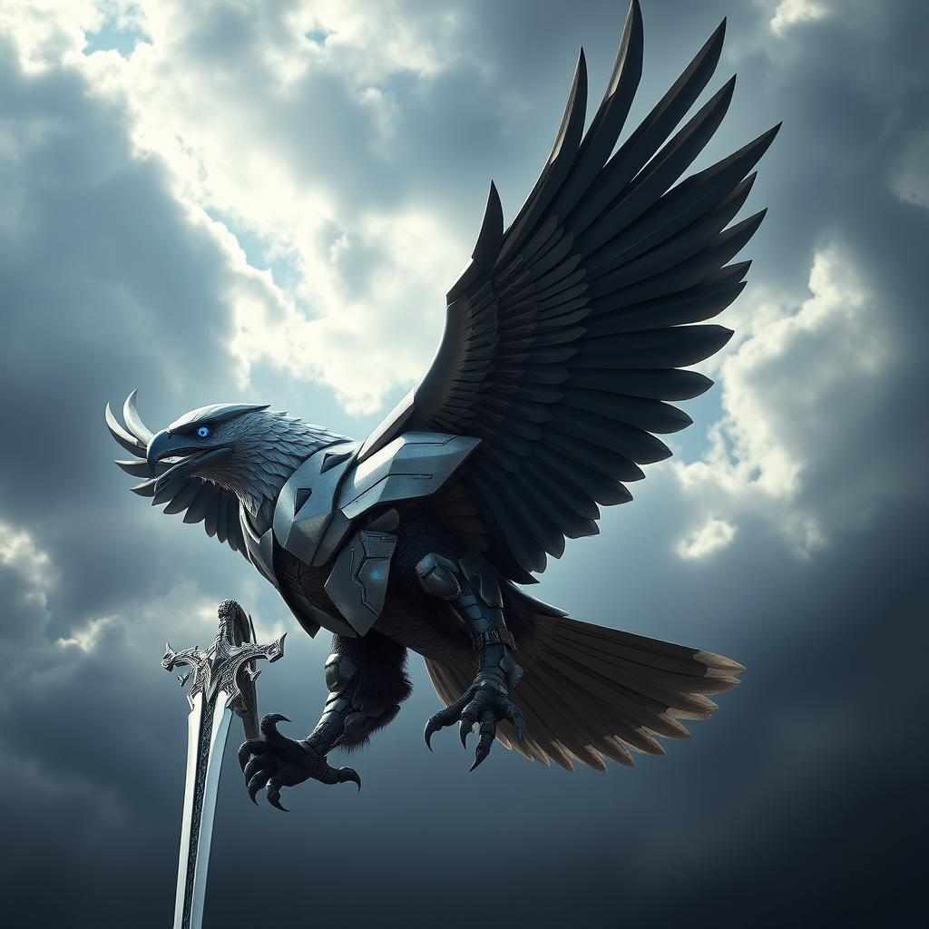 Majestic Guardian Eagle in High-Tech Armor | Idyllic AI Art