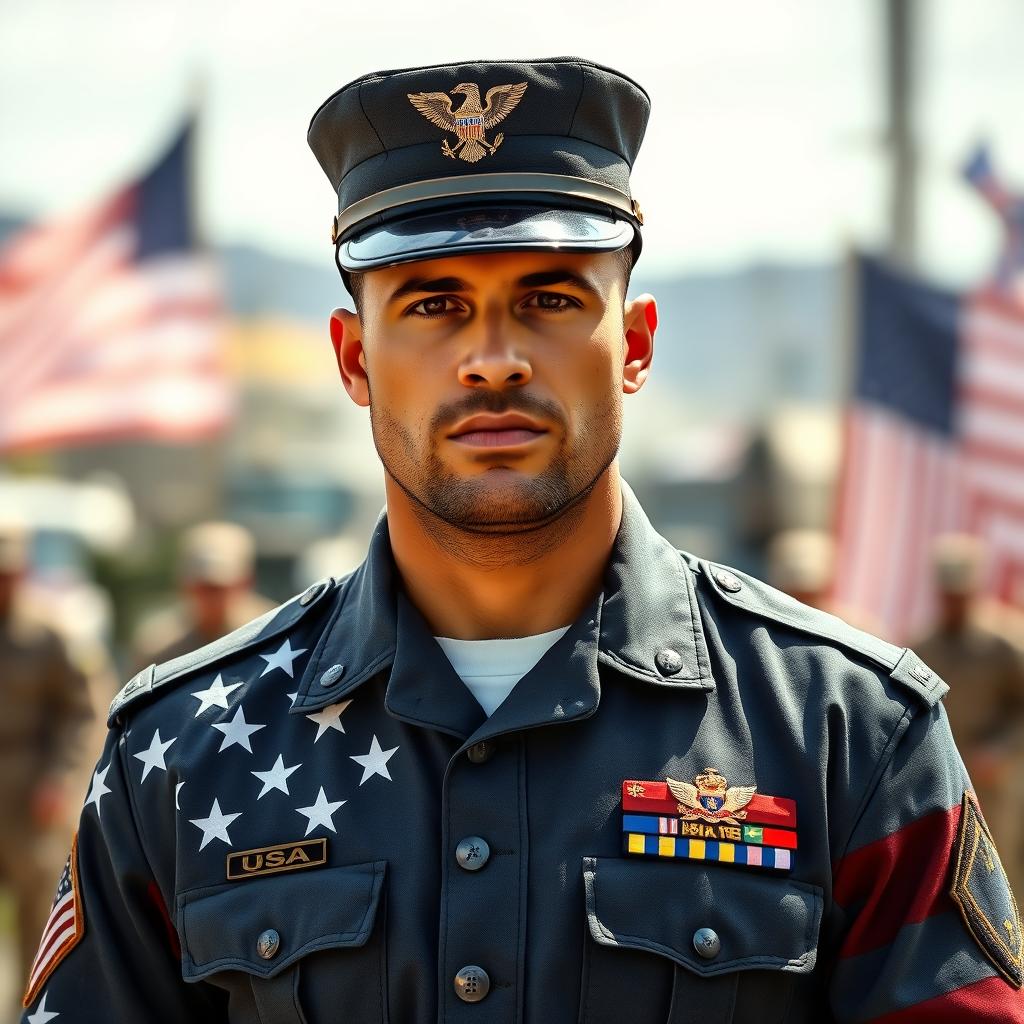 Heroic Military Portrait: Exuding Pride and Service