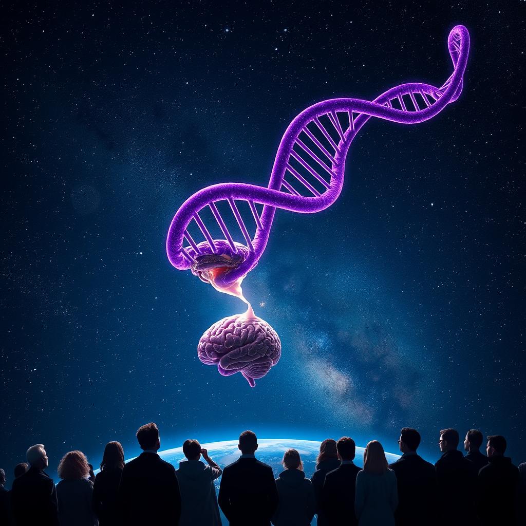 Surreal Violet DNA Creature: A Starry Horror Unveiled